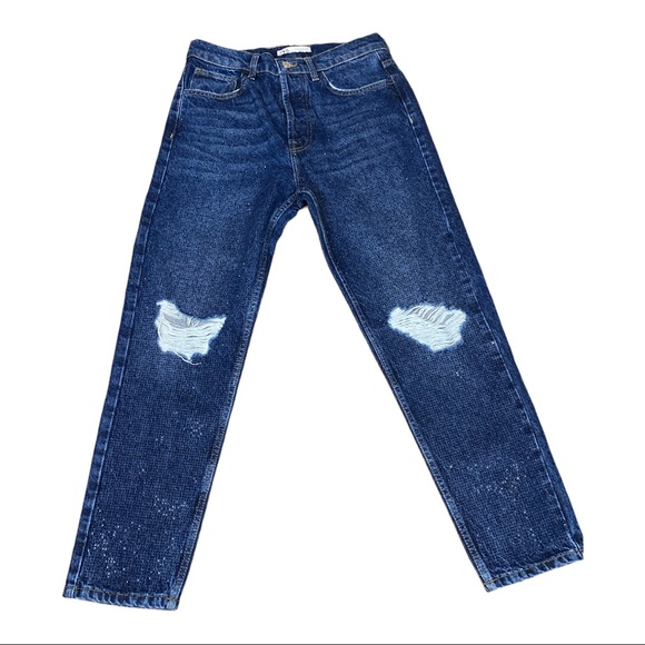 Zara | Jeans | Nwt Zara Premium Denim With Black Rhinestone Turkish ...